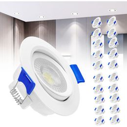 Einbauleuchten Decken, 230V led Deckenleuchte Flach Einbaustrahler Set, Deckenspots Haushalt, Ultraslim led Spots (20 Stück, 5W, Kaltesweiß) - Froadp