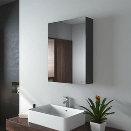 Spiegelschrank mit Spiegel unsichtbarer Griff Wandspiegel mit Badschrankmit höhenverstellbarem badezimmerschrank Laminat (Schwarz, 50x65cm) - Emke