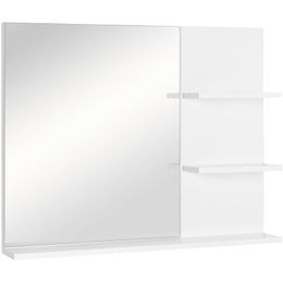 kleankin - Badspiegel mit 3 Ablagen, Wandspiegel, Spiegelregal, Badezimmer, mdf, Weiß, 60 x 10 x 48 cm - Weiß