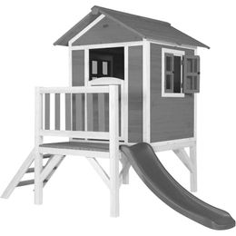 Spielhaus Beach Lodge xl in Grau mit Rutsche in Grau Stelzenhaus aus fsc Holz für Kinder Kleiner Spielturm für den Garten - Grau - AXI