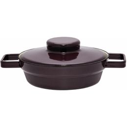 Riess Pfanne Aromapot mit Deckel Ø20cm mit zwei Griffen Emaille Dark Aubergine