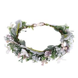 Opspring Haarband 1 Stück Feen-Blumenkrone handgefertigter Boho-grüner Blumenkranz Elfen