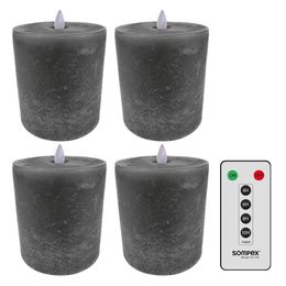 Sompex LED-Kerze 4er Set Flame LED Kerzen grau