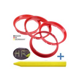 rkc Reifenstift 4X Zentrierringe Rot Felgen Ringe + 1x Reifen Kreide Fett Stift