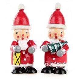 Dregeno Erzgebirge Weihnachtsfigur Miniatur Weihnachtsmänner mit Baum und Laterne