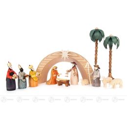 Dregeno Erzgebirge Weihnachtsfigur Krippen und Zubehör Krippefiguren mit Bogen und Palmen