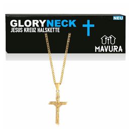 MAVURA Kreuzkette GLORYNECK Kreuz Halskette Gold Kruzifix Jesus Edelstahl