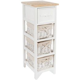 Elbmöbel elbmöbel Nachtschrank Kommode mit Schublade Nachtschrank: Rattan Körbe 32x80x26 cm Konsolentisch Flurtisch Holz weiß