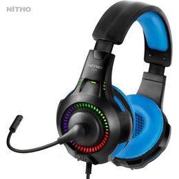 NITHO NX200 Gaming Gaming-Headset (Gaming Headset mit Hochklappbares Mikrofon
