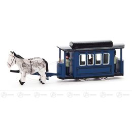 Dregeno Erzgebirge Weihnachtsfigur Miniatur Straßenbahn mit Pferden Höhe ca 4 cm NEU