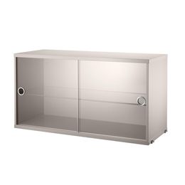 STRING - Vitrinenschrank mit Schiebetüren in Glas 78 x 30 cm, beige