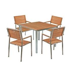 Garden Pleasure Sitzgruppe Denver, silber Holz, Metall, 5-teilig