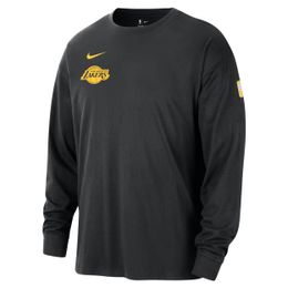 Los Angeles Lakers Courtside langärmeliges Nike NBA-Max90-T-Shirt für Herren - Schwarz