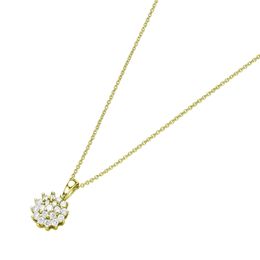 Goldkette Luigi Merano "Blüte mit Brillanten, Gold 585" Halsketten Gr. 45 cm, Gelbgold 585, weiß Damen Halsketten