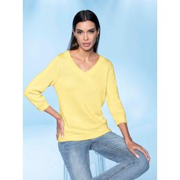 3/4 Arm-Pullover Heine "Pullover" Gr. 38, gelb (zitrone) Damen Pullover