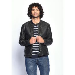 Lederjacke Mustang "Flinders", Herren, Gr. XXL, schwarz, Obermaterial: 100% Lammleder; Innenseite: 100% Baumwolle; &Auml;rmelfutter. 100% Polyester, ohne B&uuml;ndchen, Jacken