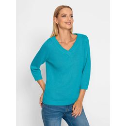 3/4 Arm-Pullover Heine "Pullover" Gr. 38, blau (türkis) Damen Pullover