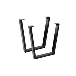 SAM® Tischgestell 2er Set Roheisen lackiert 70x10x74 cm schwarz V-Gestell