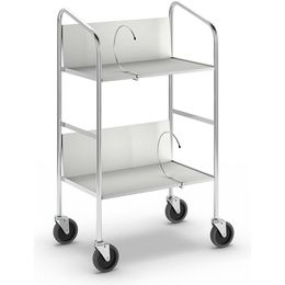 HelgeNyberg Aktenordnerwagen verchromt, 2 Etagen, LxBxH 550 x 340 x 840 mm, grau