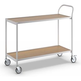 HelgeNyberg Tischwagen, 2 Etagen, LxB 1000 x 420 mm, grau/Eiche