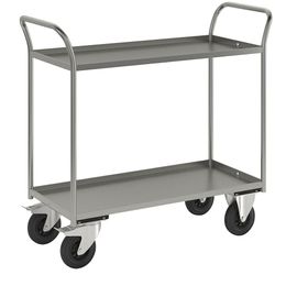 Kongamek Tischwagen KM41, 2 Etagen mit Aufkantung, LxBxH 1080 x 450 x 1000 mm, verzinkt, 2 Lenkrollen mit Stopp, 2 Bockrollen