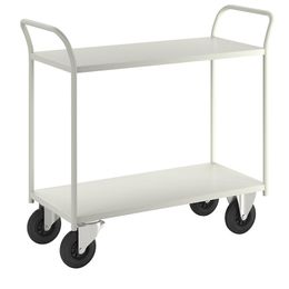 Kongamek Tischwagen KM41, 2 Etagen, LxBxH 1080 x 450 x 975 mm, weiß, 2 Lenk- und 2 Bockrollen