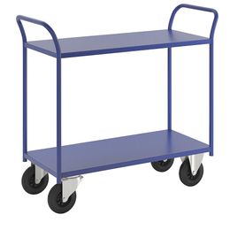 Kongamek Tischwagen KM41, 2 Etagen, LxBxH 1080 x 450 x 975 mm, blau, 2 Lenk- und 2 Bockrollen