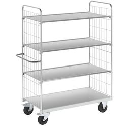 Kongamek Flexibler Etagenwagen, mit 4 Böden, Länge 1390 mm, Lenkrollen mit Stopp