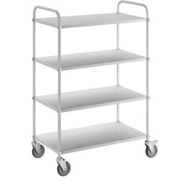 Kongamek Leichter Etagenwagen Höhe 1445 mm, mit 4 Metallböden, weiß, 2 Lenkrollen mit Stopp