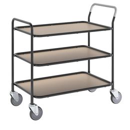 Kongamek Tischwagen, 3 Etagen, LxBxH 1020 x 555 x 965 mm, schwarz / Buchedekor