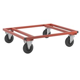 Kongamek Paletten-Fahrgestell KM217, LxBxH 1200 x 1000 x 305 mm, rot, 2 Lenk- und 2 Bockrollen