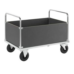 Kongamek Plattformwagen Tragfähigkeit 500 kg, mit 4 hohen Seitenwänden, LxBxH 1200 x 800 x 900 mm, mit Feststeller
