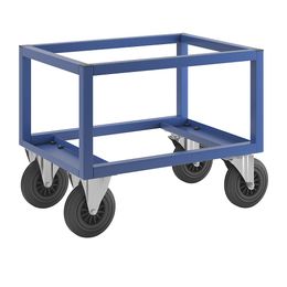 Kongamek Paletten-Fahrgestell KM221, LxBxH 800 x 600 x 650 mm, blau, 2 Lenk- und 2 Bockrollen