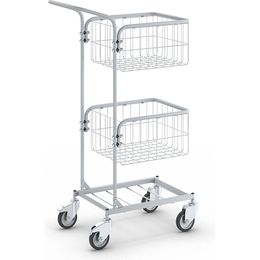eurokraft pro Bürowagen KOMPAKT, Gestellfarbe Silbergrau, 4 Lenkrollen, 2 mit Doppelstopp, Rad-Ø 100 mm
