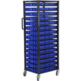 eurokraft pro Euro-Transportwagen CustomLine, für Behälter-LxB 600 x 400 mm, grau, mit 15 Kästen, 75 mm hoch