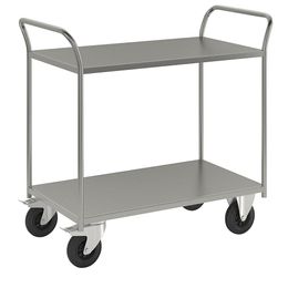 Kongamek Tischwagen KM41, 2 Etagen, LxBxH 1070 x 550 x 1000 mm, verzinkt, 2 Lenkrollen mit Stopp, 2 Bockrollen