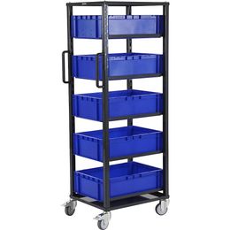 eurokraft pro Euro-Transportwagen CustomLine, für Behälter-LxB 600 x 400 mm, grau, mit 5 Kästen, 175 mm hoch