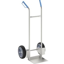 eurokraft basic Edelstahl-Sackkarre, mit Polyurethan-Bereifung, Tragfähigkeit 150 kg
