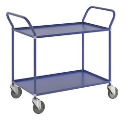 Kongamek Leichter Etagenwagen Höhe 940 mm, mit 2 Metallböden, blau, 4 Lenkrollen