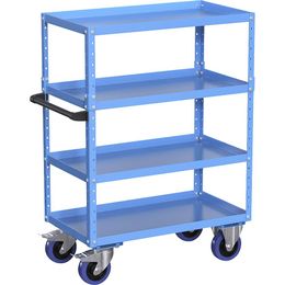 eurokraft pro Montagehilfswagen CustomLine, 4 Etagen, Vollelastikbereifung, lichtblau