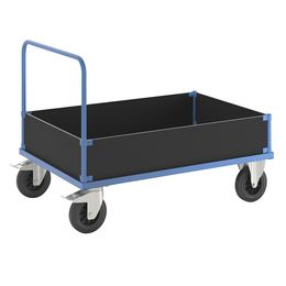 Kongamek Plattformwagen KM33, Kofferaufbau niedrig, LxB 1200 x 800 mm, 2 Lenkrollen mit Stopp, 2 Bockrollen