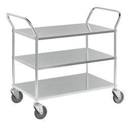 Kongamek Leichter Etagenwagen Höhe 940 mm, mit 3 Metallböden, galvanisch verzinkt, 4 Lenkrollen