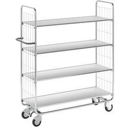 Kongamek Verzinkter Etagenwagen, 4 Böden, LxBxH 1395 x 470 x 1590 mm, 4 Rollen, 2 feststellbar