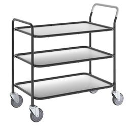 Kongamek Tischwagen, 3 Etagen, LxBxH 1020 x 555 x 965 mm, verzinkt / schwarz