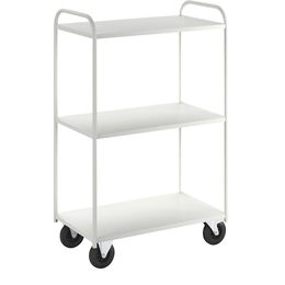 Kongamek Etagenwagen KM41, 3 Etagen, LxBxH 955 x 550 x 1470 mm, weiß, 2 Lenkrollen mit Stopp, 2 Bockrollen