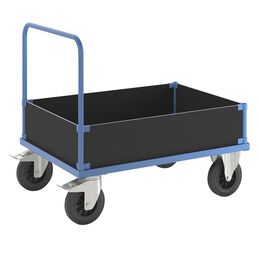 Kongamek Plattformwagen KM33, Kofferaufbau niedrig, LxB 1000 x 700 mm, 2 Lenkrollen mit Stopp, 2 Bockrollen