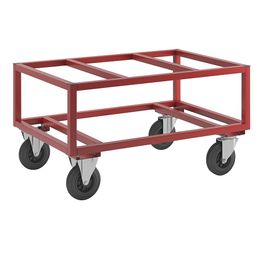 Kongamek Paletten-Fahrgestell KM221, LxBxH 1200 x 800 x 650 mm, rot, 2 Lenk- und 2 Bockrollen