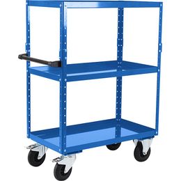 eurokraft pro Montagehilfswagen CustomLine, 3 Etagen, Vollgummibereifung, lichtblau