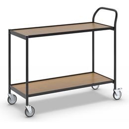 HelgeNyberg Tischwagen, 2 Etagen, LxB 1000 x 420 mm, schwarz/Eiche