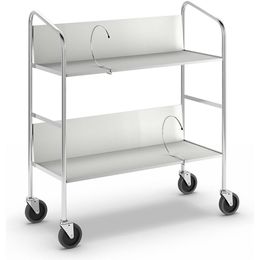 HelgeNyberg Aktenordnerwagen verchromt, 2 Etagen, LxBxH 800 x 340 x 840 mm, grau
